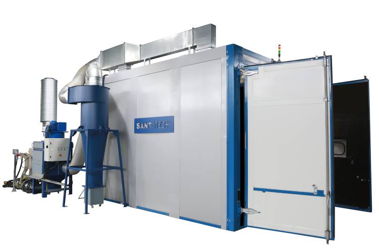 Segmented blast rooms, chambers, blasting booths